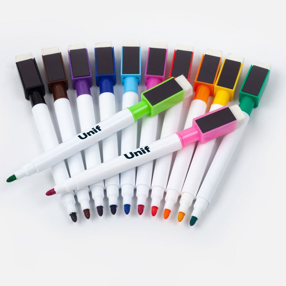 Dry-erase colored whiteboard markers with magnetic cap and eraser ...